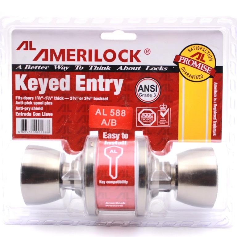Amerilock Door Knob Keyed Entrance Lock Set Easy to Install 588 AB ...