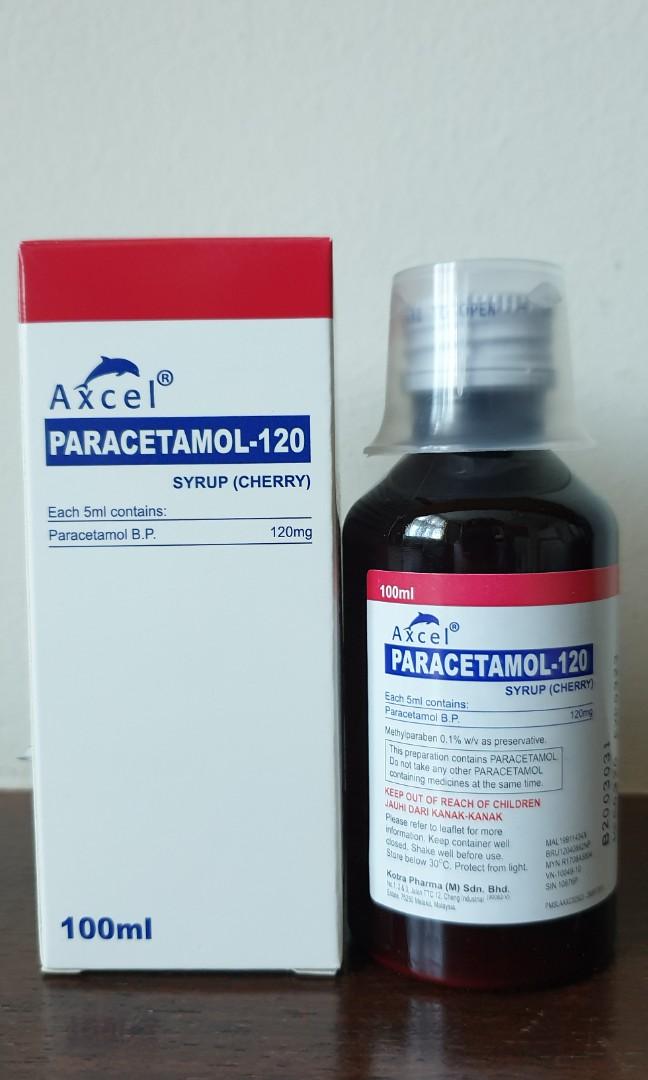 BNIB Axcel Paracetamol 120mg/5ml suspension (for kids/babies), Health ...