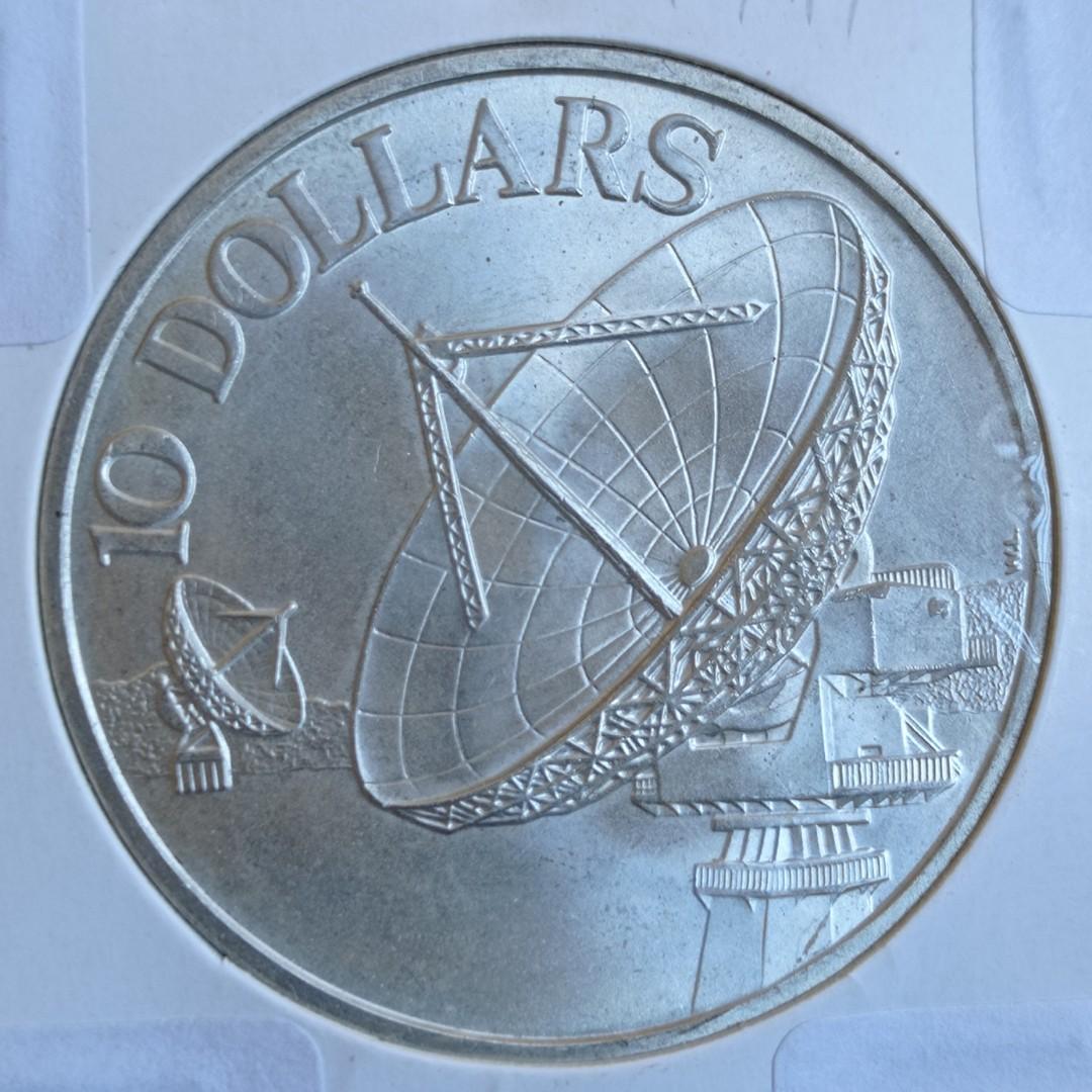 Bundle of 4 pieces large Silver Singapore $10 coins 1976 to 1979 + 1973 ...