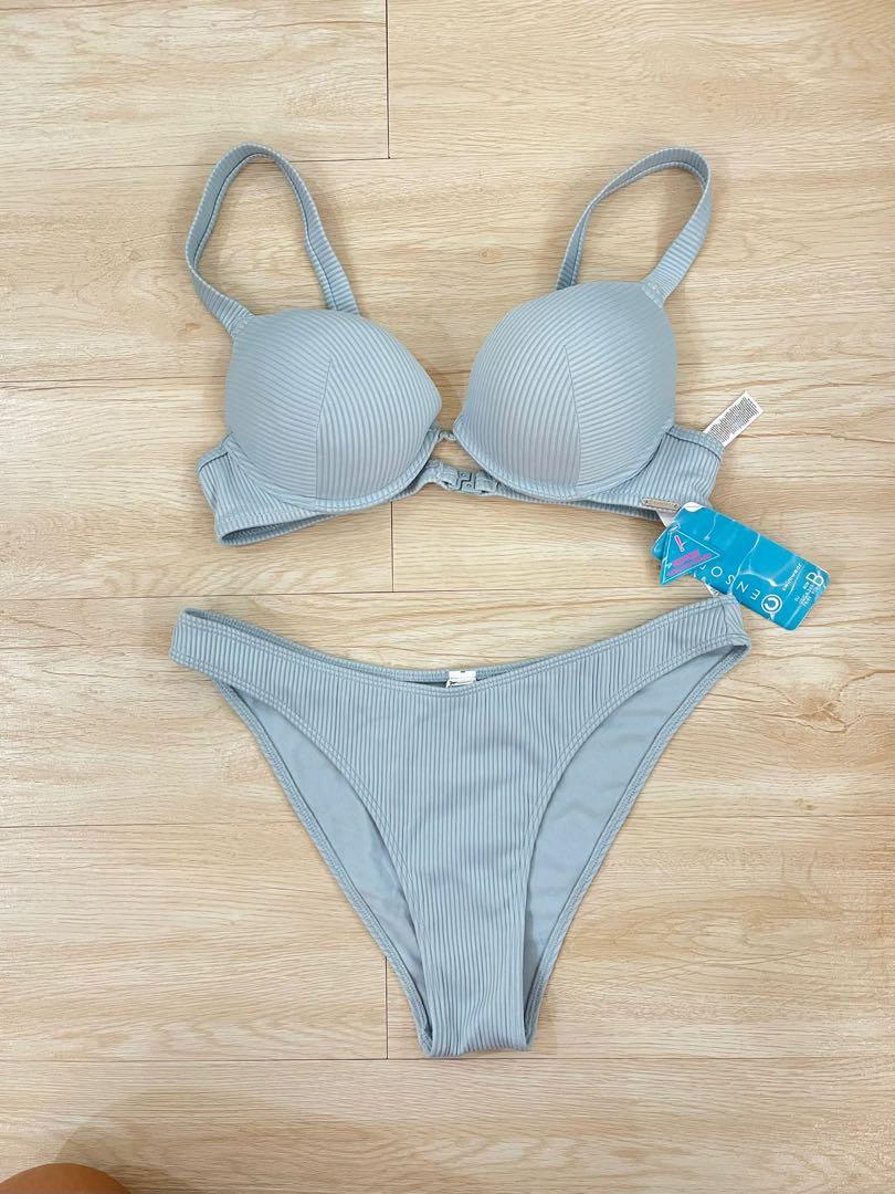 CENSORED Powder blue ribbed bikini, Women's Fashion, Swimwear, Bikinis ...