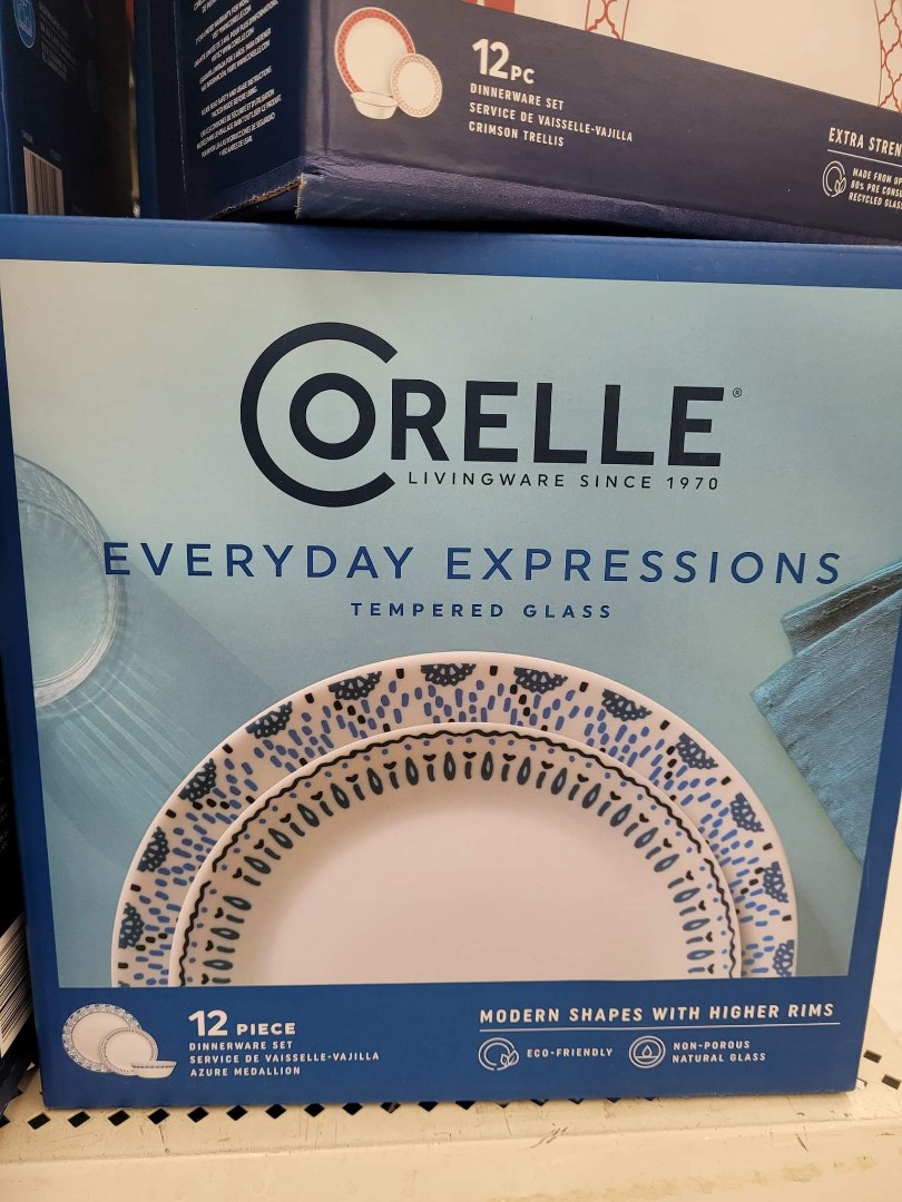 Corelle Classic Collection, Azure Medallion 12pc, Furniture & Home ...