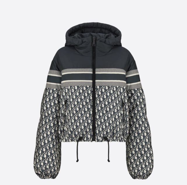 DIOR REVERSIBLE CROPPED DOWN JACKET Blue and Ecru Dior Oblique Quilted ...