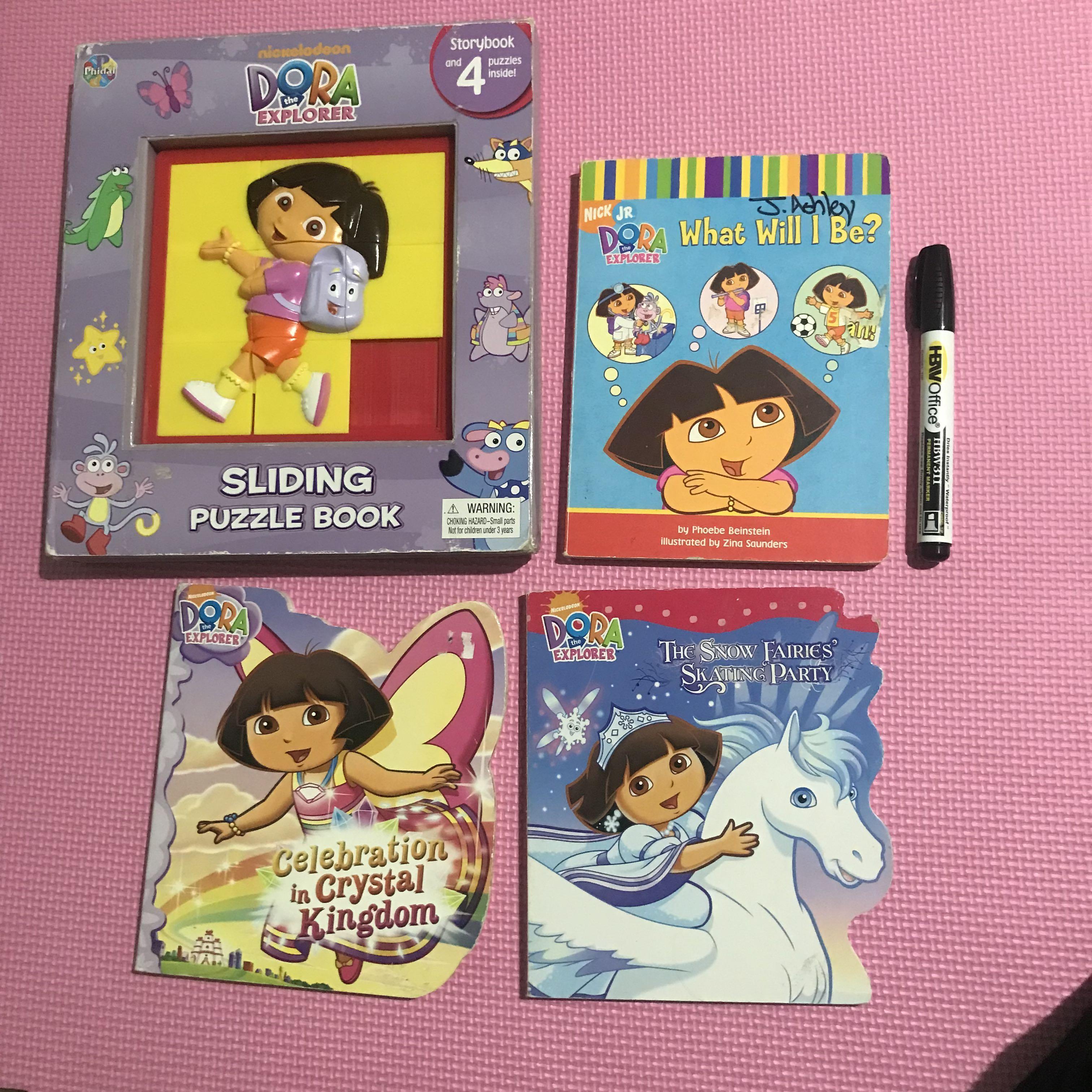 Dora sliding puzzle board books bundle, Hobbies & Toys, Books ...