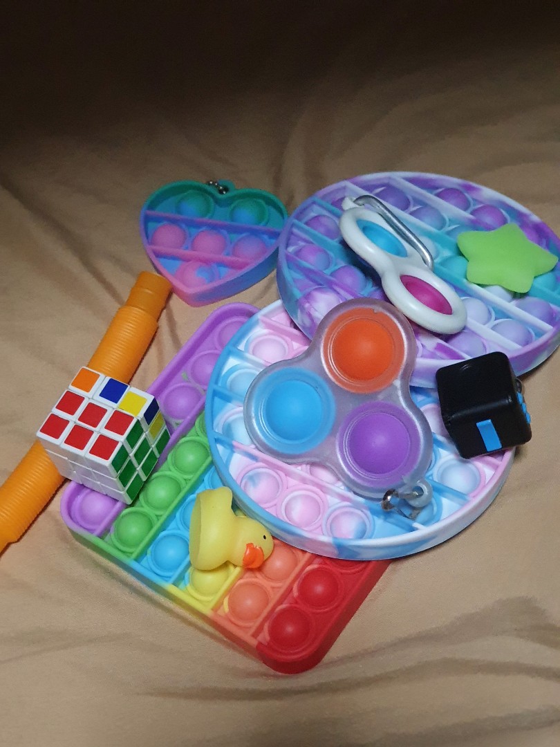 fidget pop it, squishy, tube, rubric cube, simple dimple, cube, stress ...