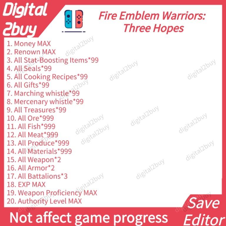 Fire Emblem Warriors: Three Hopes Save Editor FEW3H Save Modding switch ...