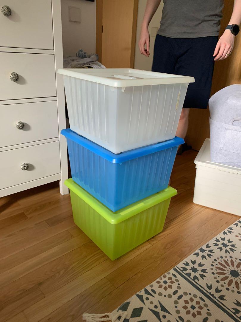 IKEA stackable boxes with lids - 3, Furniture & Home Living, Furniture ...