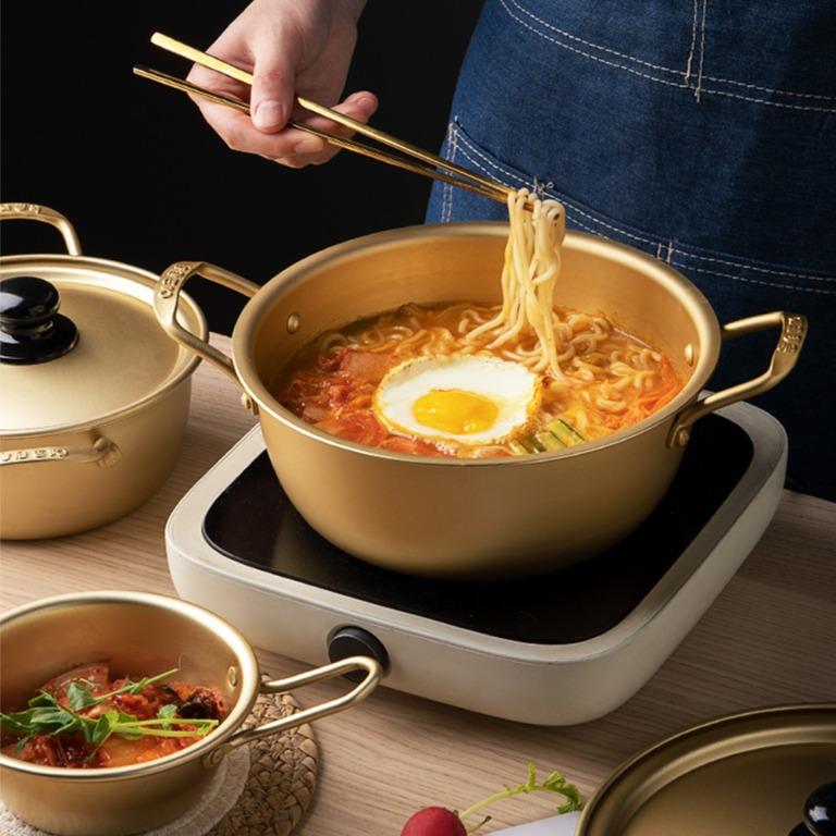 Korean Kimchi Instant Ramen Noodle Pot Ramyun Gold Aluminum Soup Pots ...