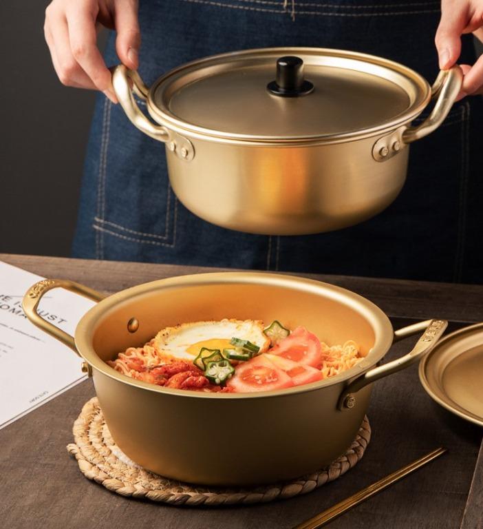 Korean Kimchi Instant Ramen Noodle Pot Ramyun Gold Aluminum Soup Pots ...