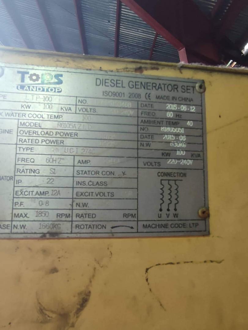 Landtop generator 100kv diesel., Commercial & Industrial, Industrial ...