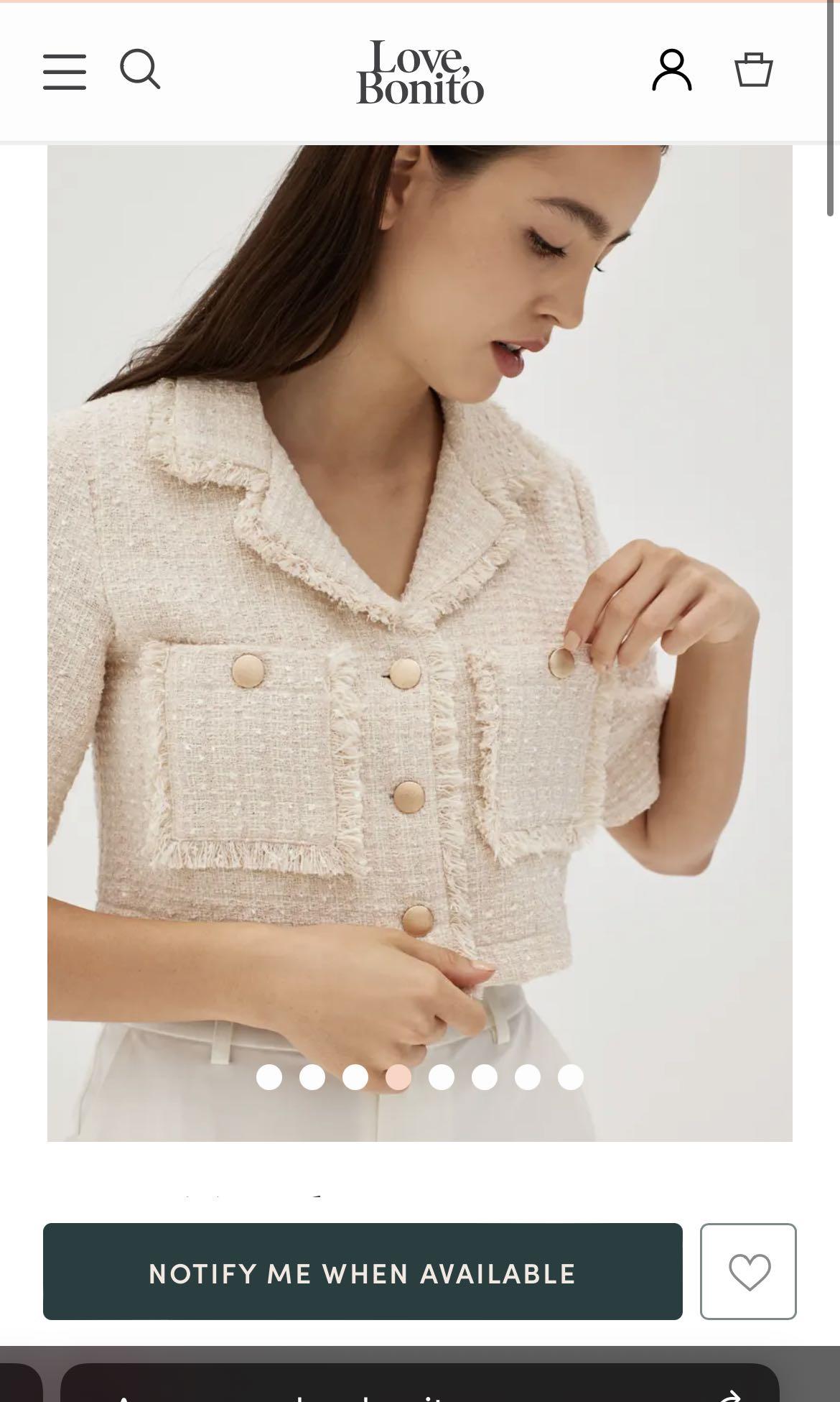 LB Lannie Tweed Crop Outer Top Love Bonito, Women's Fashion, Tops ...