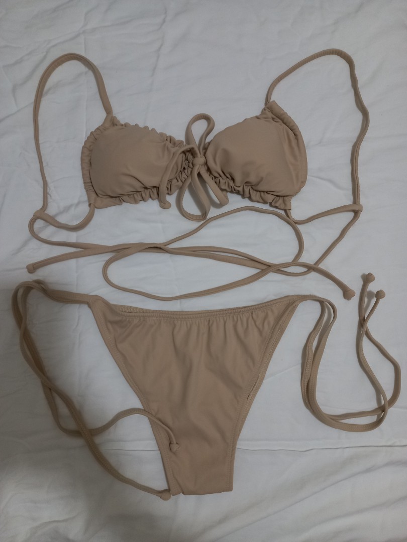 Light beige string bikini, Women's Fashion, Swimwear, Bikinis ...