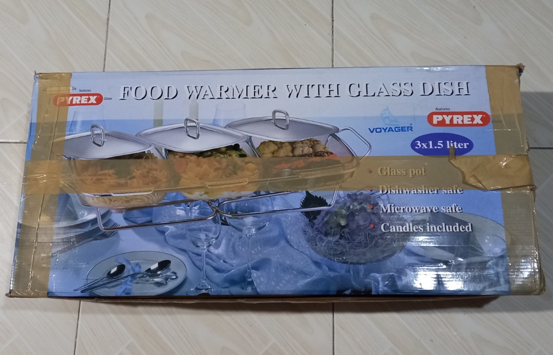 Brand New Pyrex Food Warmer with Glass Dish, Furniture & Home Living ...