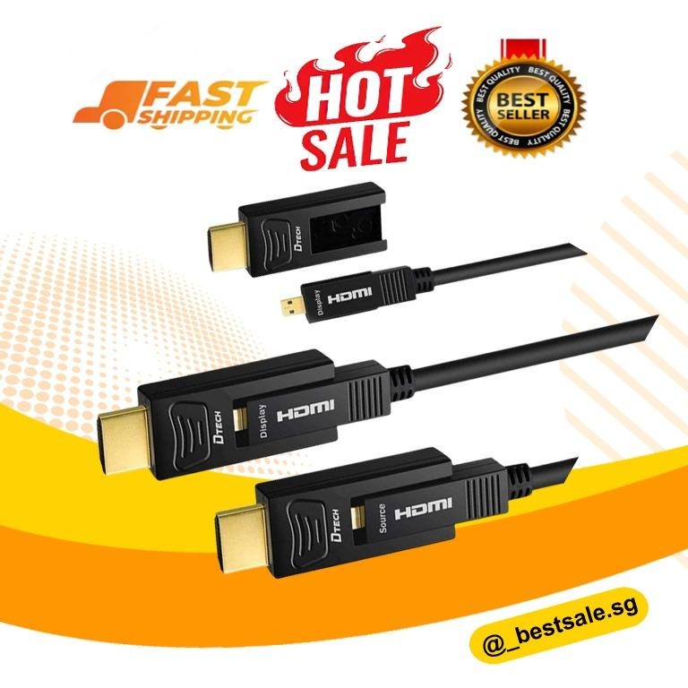 DTECH 50-Meter (164 Feet, Black) Fiber Optic HDMI Cable 4K 60Hz 444 ...