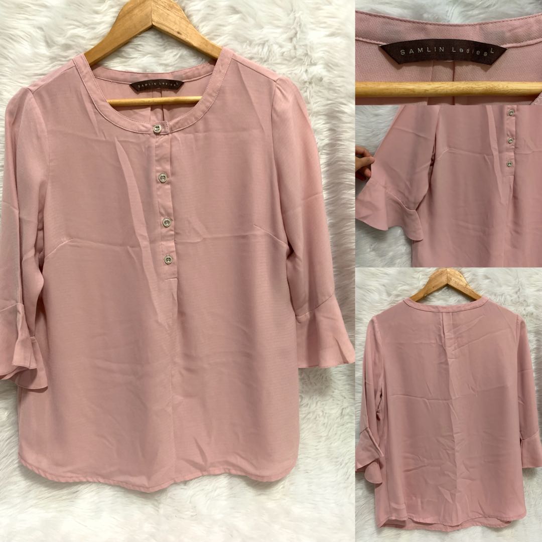 Samlin Ladies Salmon Blouse, Women's Fashion, Tops, Blouses on Carousell