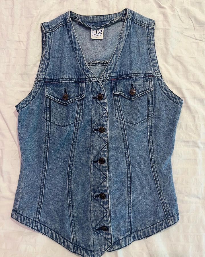 Vintage Denim vest, 90s, thrifted , Women's Fashion, Tops, Other Tops ...
