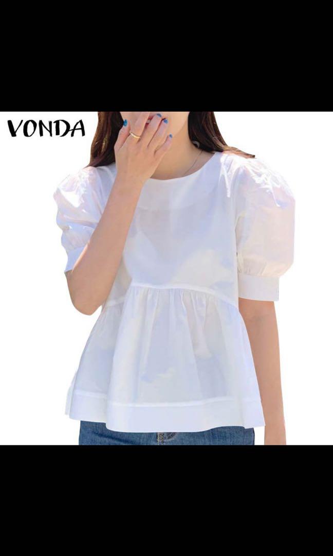 Vonda woman causal korean blouse white, Women's Fashion, Tops, Blouses ...