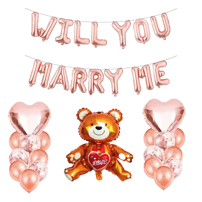 WILL YOU MARRY ME Balloon set Bear Balloon for Wedding Propose ...