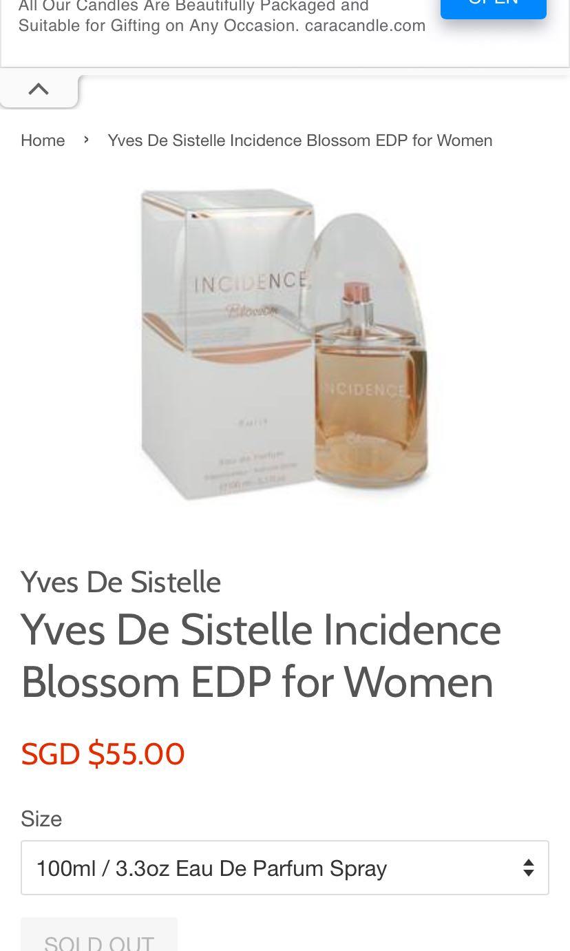Yves De Sistelle Incidence Blossom EDP Women Fragrance Perfume 100ml ...