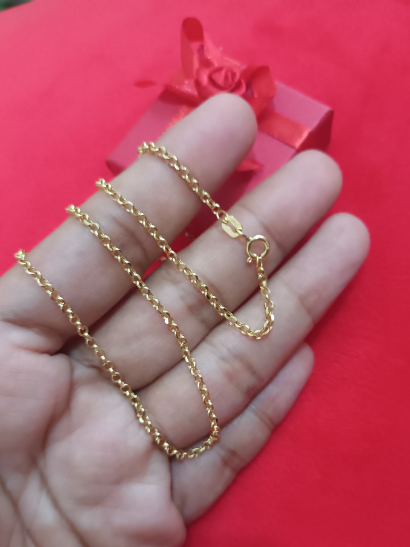 18k SAUDI GOLD Tauco Chain 18 inches, Women's Fashion, Jewelry ...