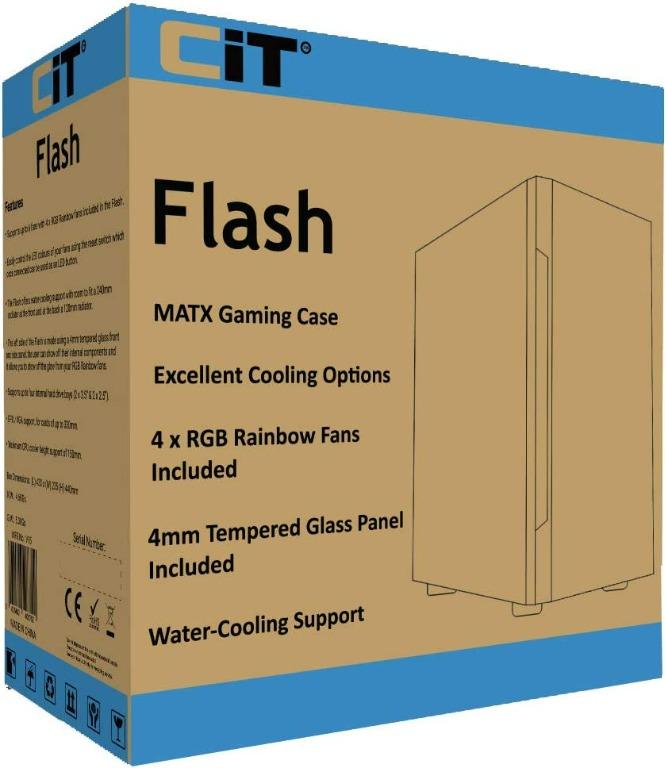 [490] CiT Flash ARGB PC Gaming Case, Micro-ATX, 4 x 120mm ARGB Rainbow ...