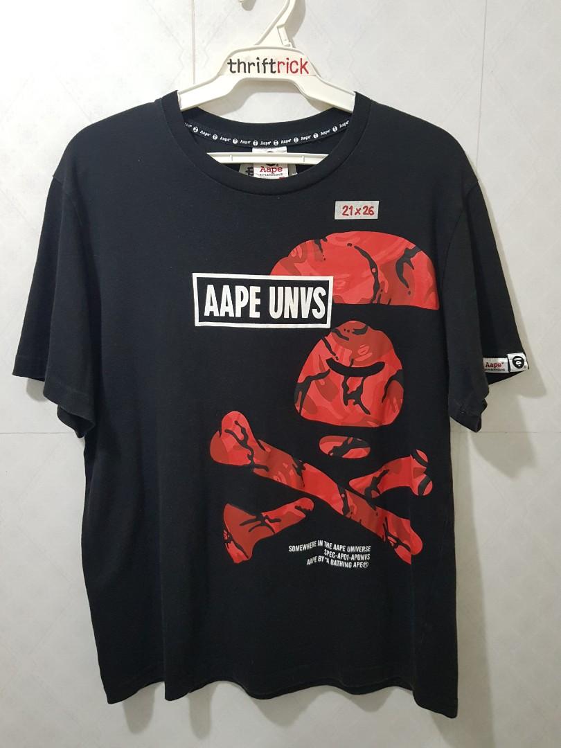AAPE BY *A BATHING APE|AAPE UNVS RED X-BONE LOGO TSHIRT, Men's Fashion ...