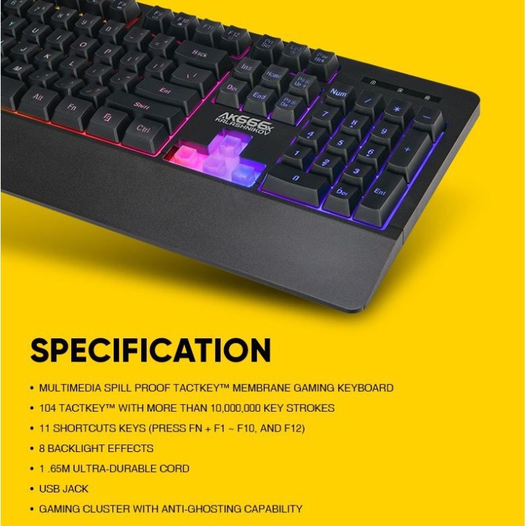AK666x Anti-Ghosting And Spill Proof Backlit Keyboard - 8 Lighting ...