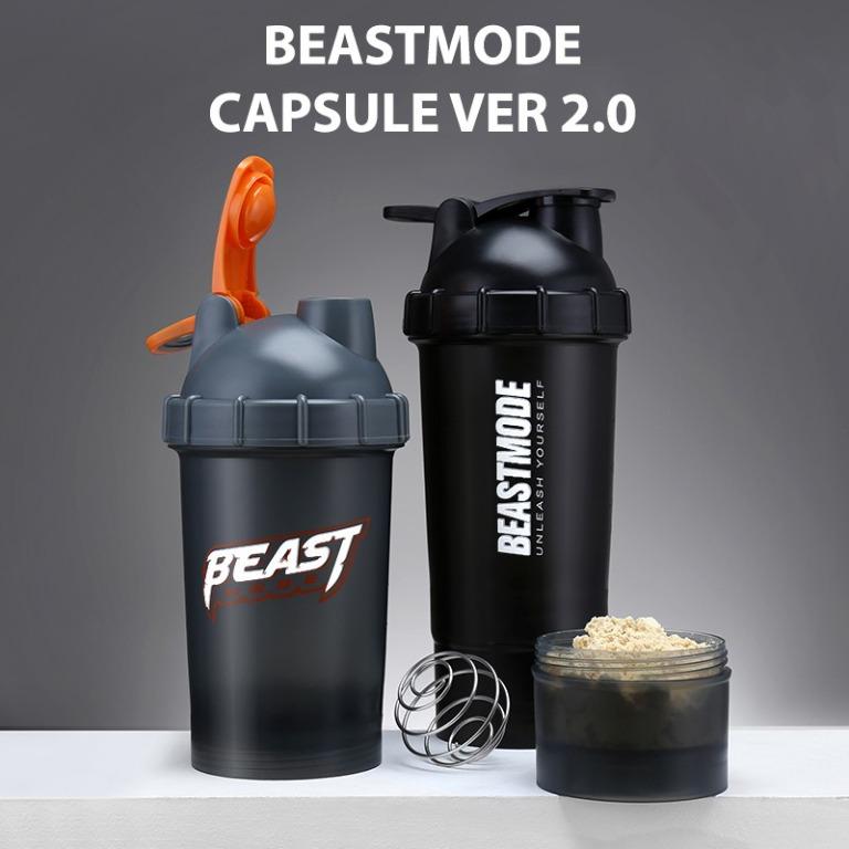 BEASTMODE Capsule Sphere Sports Gym Bottles Protein Shake Blender Water ...