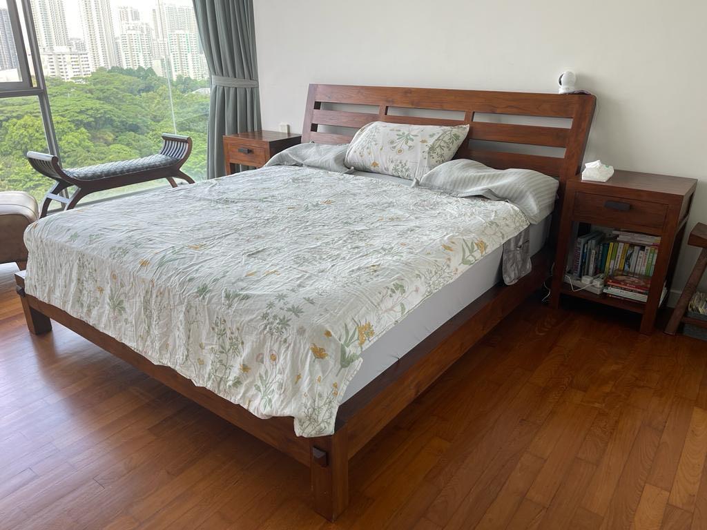 Beautiful John Erdos Teakwood King Size Bed Frame & Bedside Tables ...