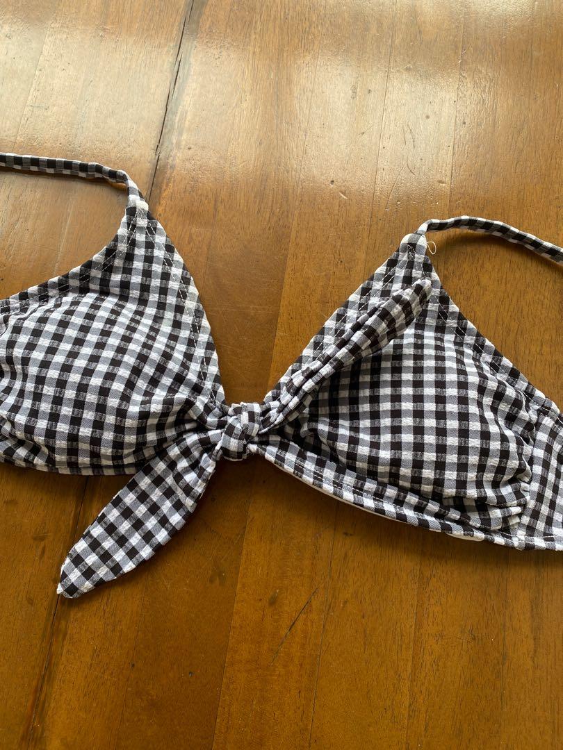 Black and White Checkered Bikini Top, Women's Fashion, Swimwear ...