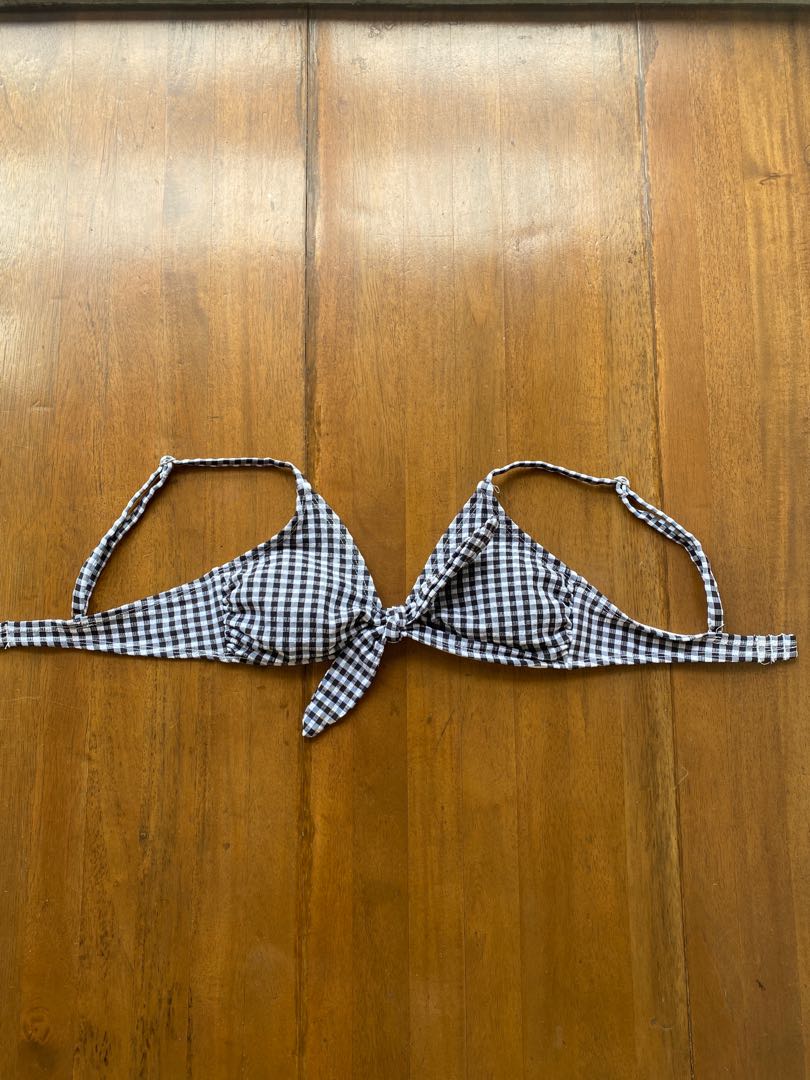 Black and White Checkered Bikini Top, Women's Fashion, Swimwear ...
