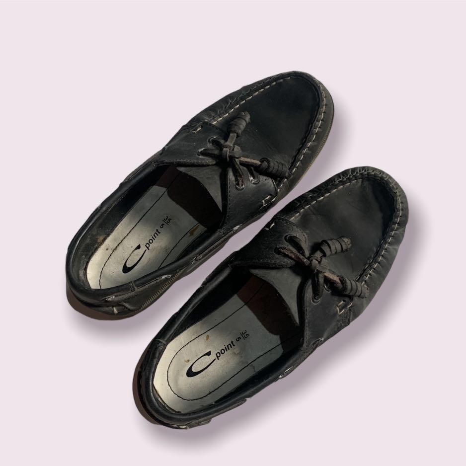 C Point Top Sider Loefers in Black, Women's Fashion, Footwear, Loafers ...