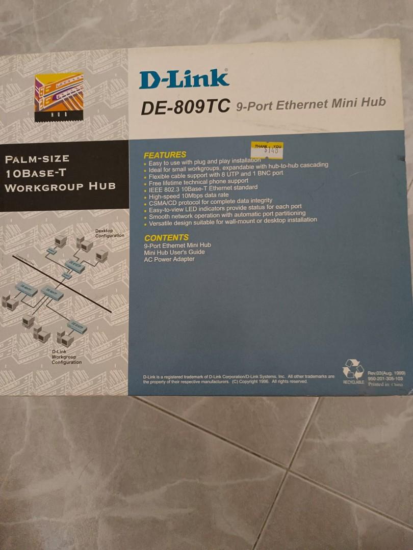 DLink 9 Port Ethernet Mini Hub, Computers & Tech, Parts & Accessories ...