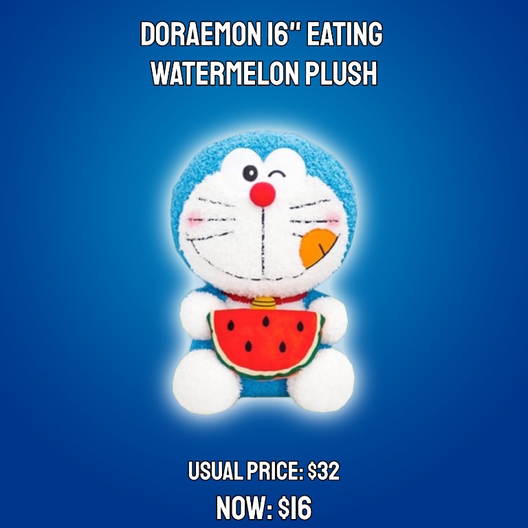 Doraemon 16-Inch Eating Watermelon Plush [SALE], Hobbies & Toys, Toys ...