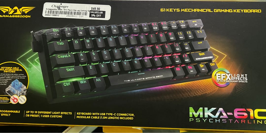 Gaming Keyboard Armageddon MKA-61C Psychstarling, Computers & Tech ...