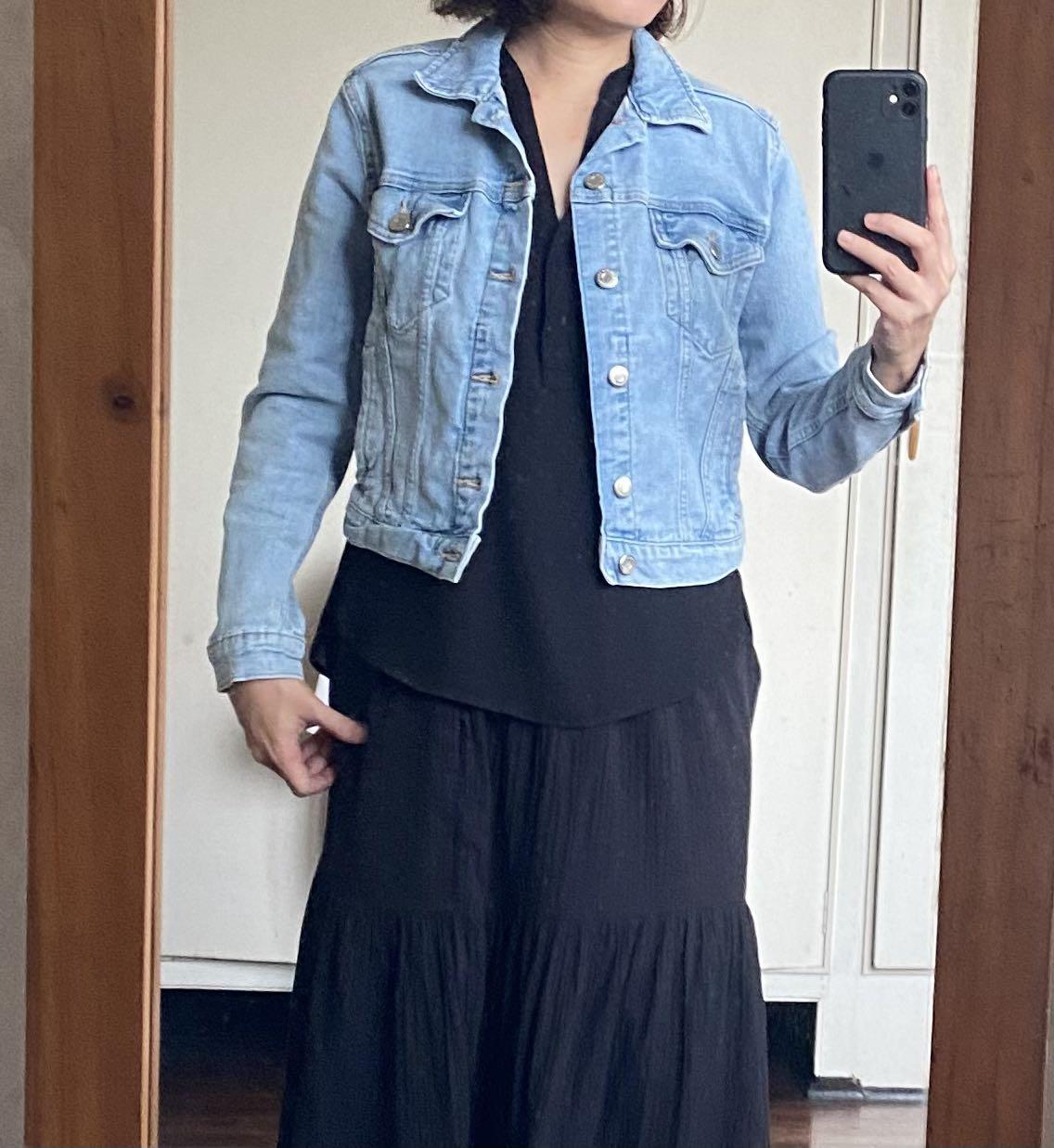 H&M Cropped Denim Jacket, Women's Fashion, Coats, Jackets and Outerwear ...