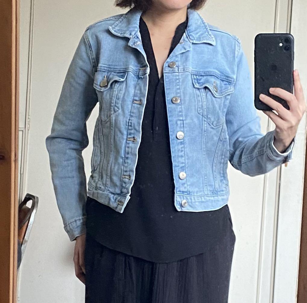 H&M Cropped Denim Jacket, Women's Fashion, Coats, Jackets and Outerwear ...