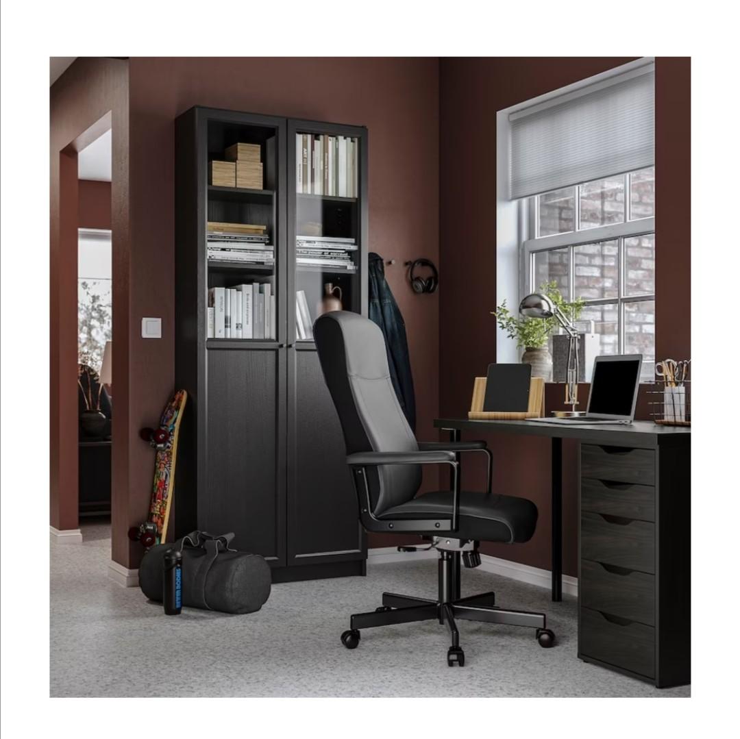 IKEA Billy book shelve cabinet with glass door (3 units), Furniture ...