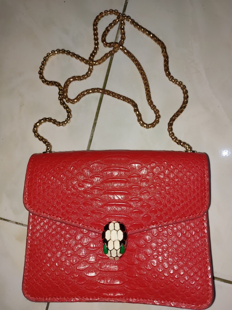 Snake Skin Japan chain Sling/Crossbody Bag, Women's Fashion, Bags ...