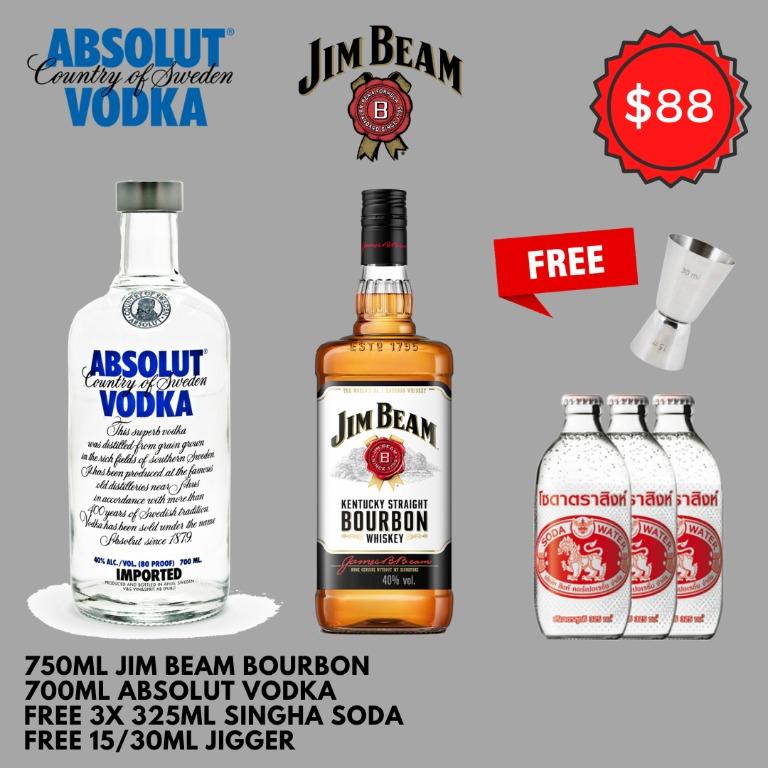 Jim Beam + Absolut Vodka Set, Food & Drinks, Alcoholic Beverages on ...