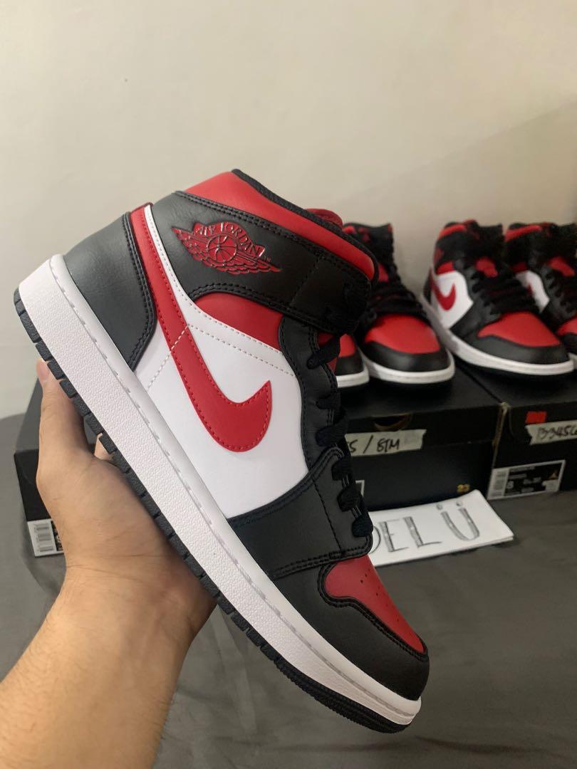 Jordan 1 Mid Bred toe, Men's Fashion, Footwear, Sneakers on Carousell