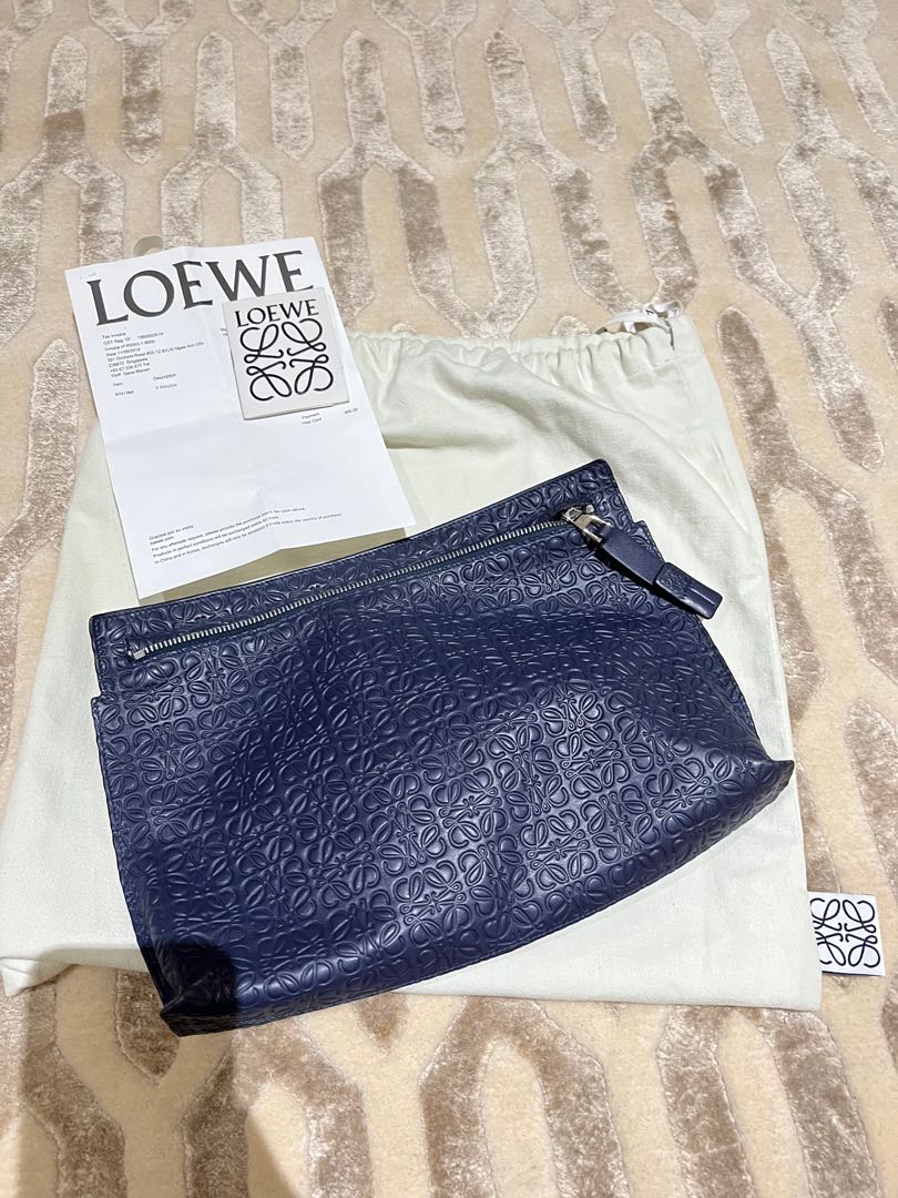 Loewe Iconic T pouch navy blue, Luxury, Bags & Wallets on Carousell