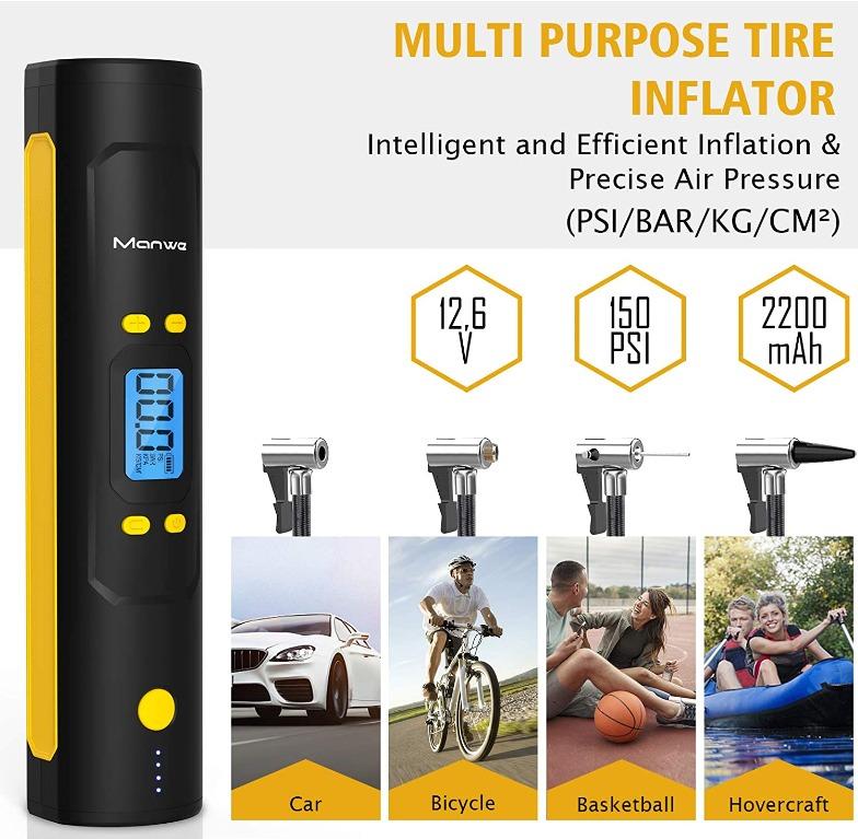 Manwe Car Tyre Inflator,Portable Air Compressor Pump Cordless ...