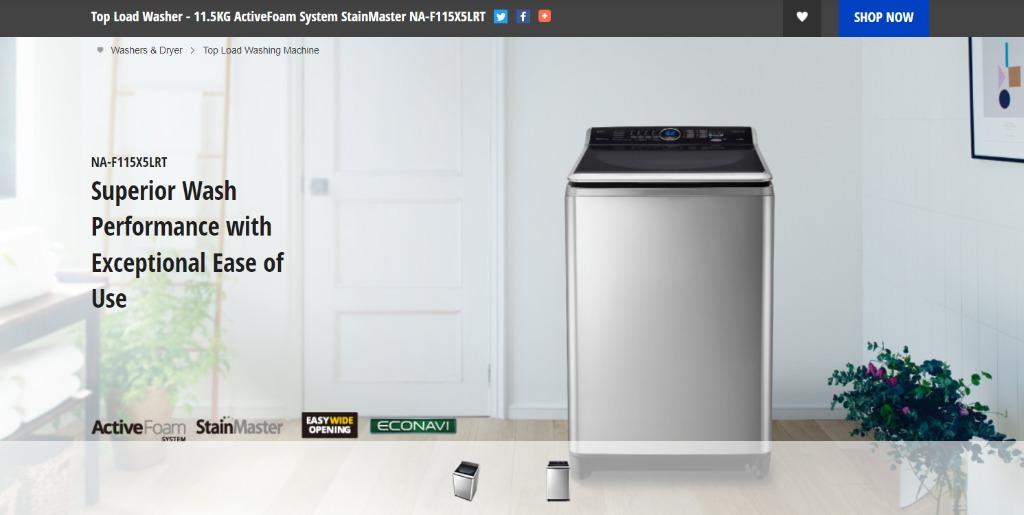Panasonic NA-F115X5 Automatic Washing Machine - 11.5KG ActiveFoam ...