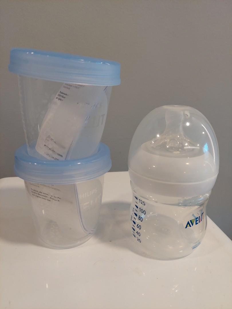 Philips Avent Breastmilk Storage Cup (x1) + Feeding bottle (x1), Babies ...