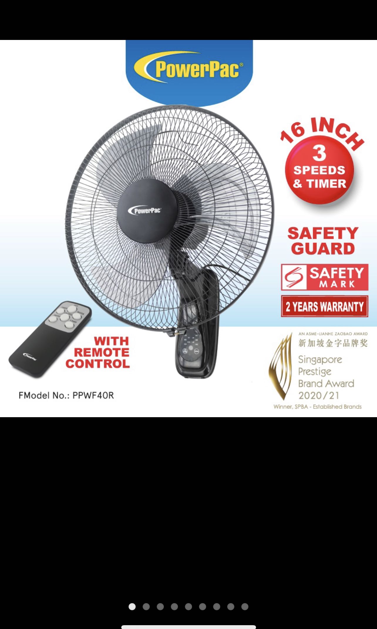 PowerPac Wall Fan 16 Inch with Remote Control (PPWF40R), TV & Home ...
