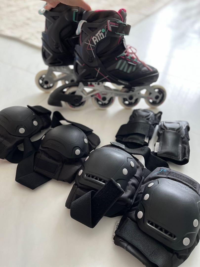 Decathlon Rollerblade and full gear protective set, Sports Equipment ...