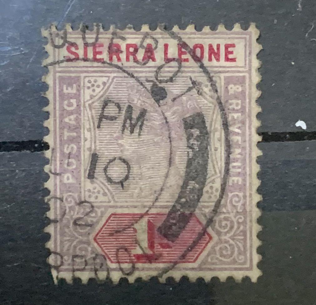 Sierra Leon (Africa ) early stamp one penny Queen Victoria canc ...