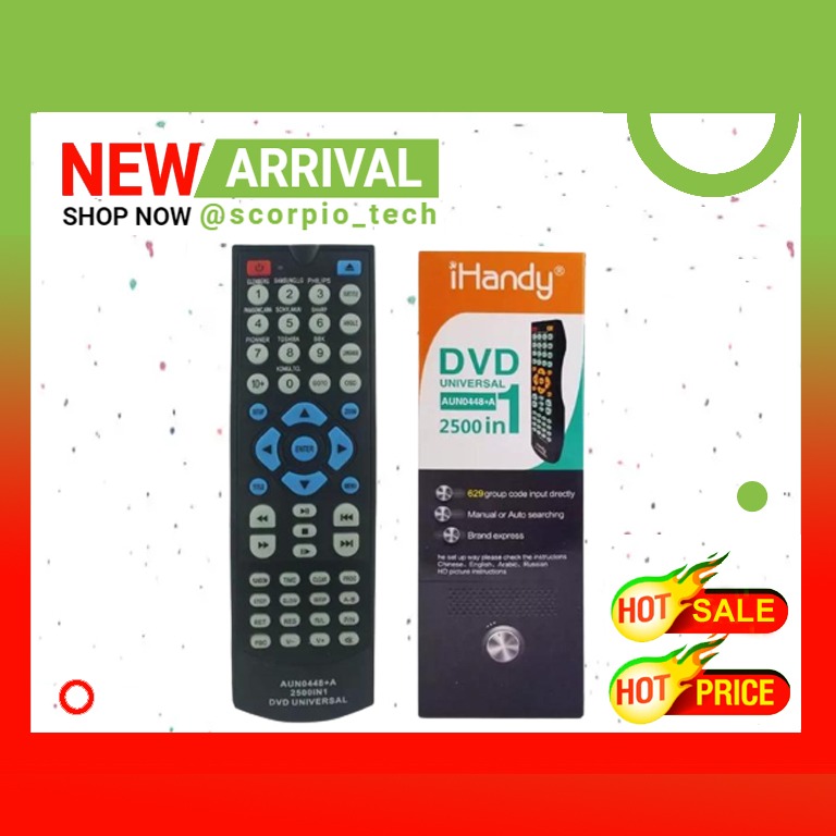 SYSTO AUN0448+A iHandy UNIVERSAL 2500 IN 1 DVD PLAYER REMOTE CONTROL DVD REMOTE CONTROL, TV ...