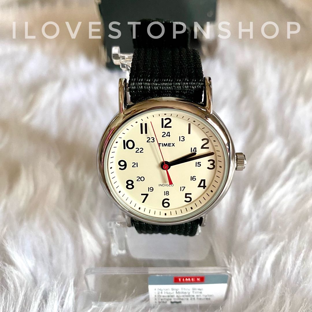 Timex Unisex Weekender 38mm Watch Black/Cream, Women's Fashion, Watches ...