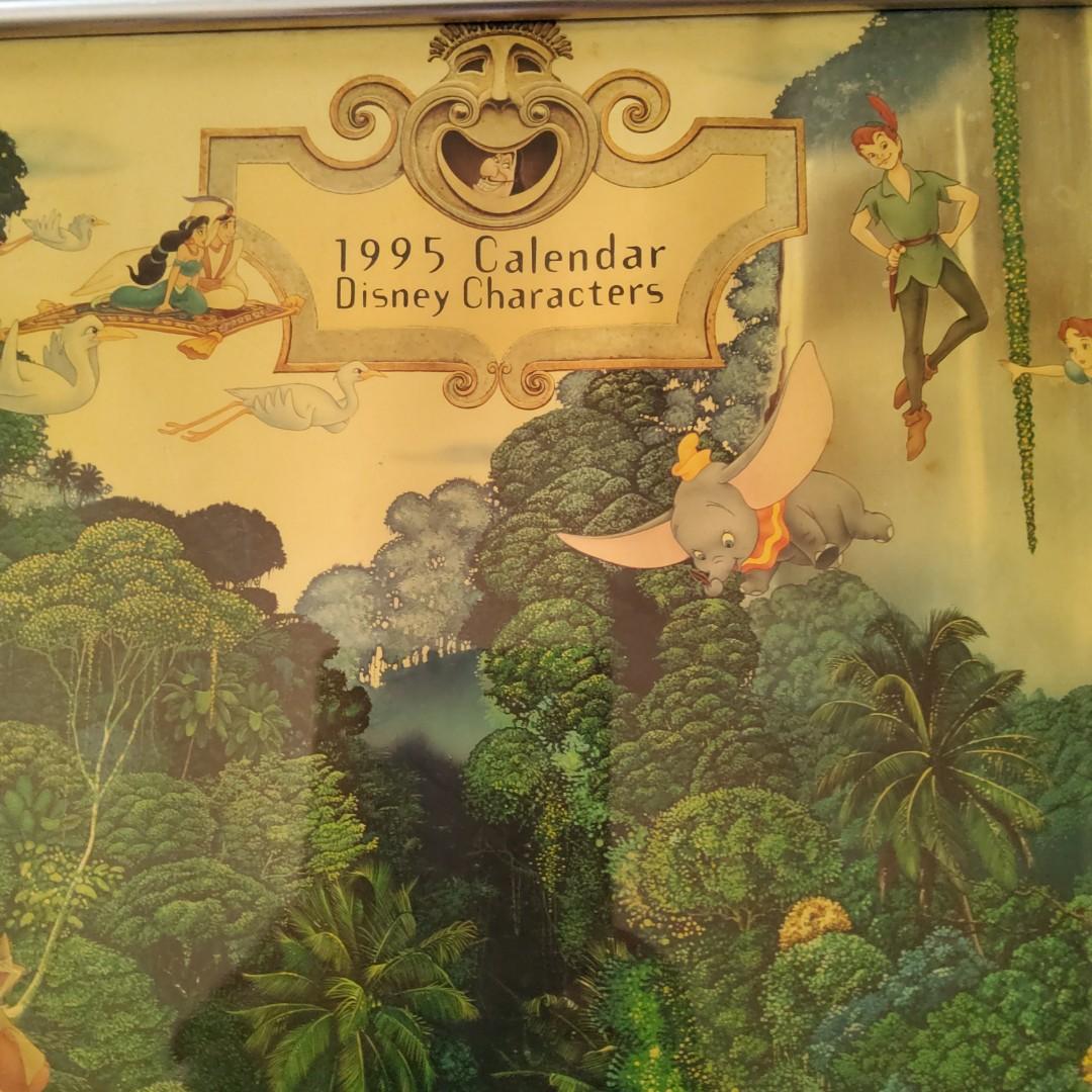 VINTAGE 1995 DISNEY CHARACTERS CALENDAR FRAMED. MADE IN JAPAN, Hobbies ...